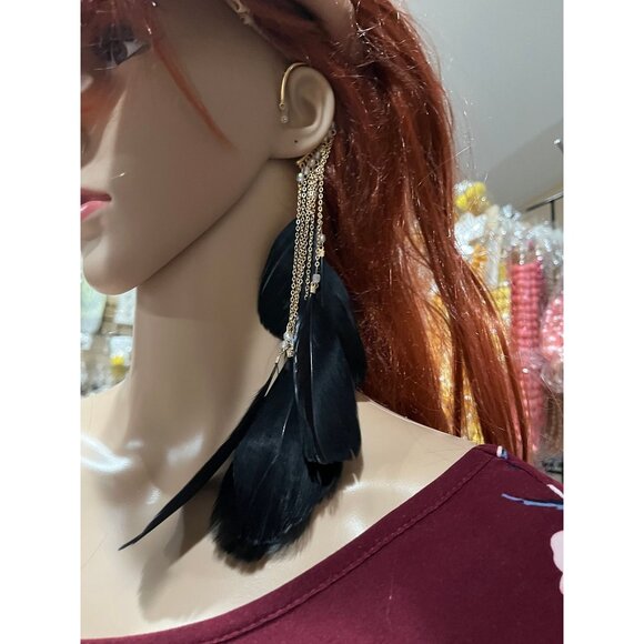 Jewelry | Black Feather Ear Cuff Feather Ear Cuff No Piercing Long ...